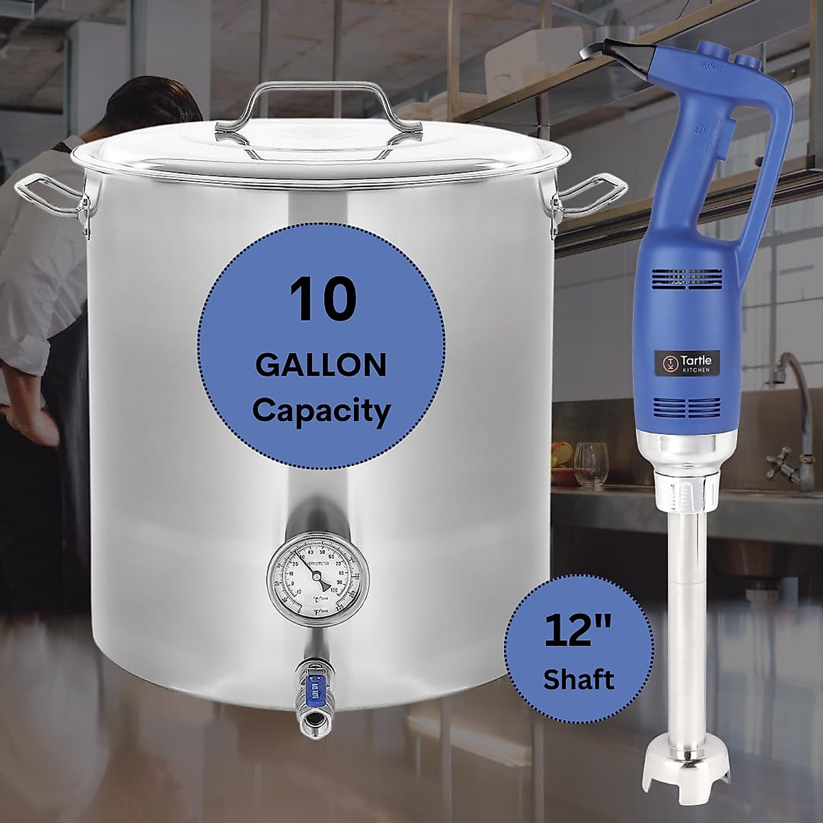 TK Tartle Kitchen Light Duty Commercial Immersion Blender, 350W Restaurant and Professional Use, 8000-20000RPM, Hand Mixer 16" Removable Shalft