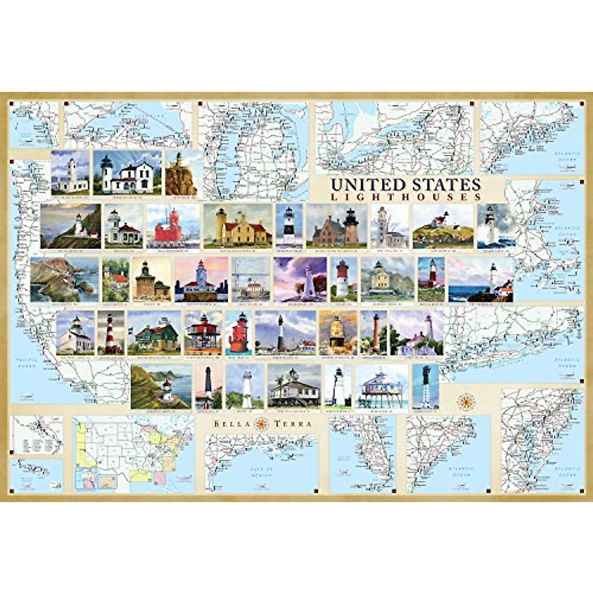 United States Lighthouses: Illustrated Map & Guide