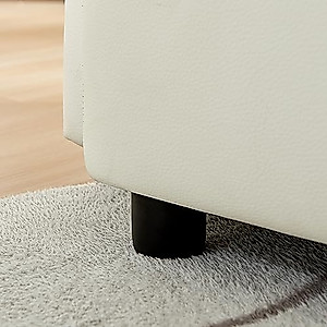 Haplized Modern Genuine Leather Sectional Sofa Couch, Sectional Couches for Living Room, Upholstered 3 Seater Couch for Compact Small Space, Apartment, Bedroom, Dorm, Office, Beige