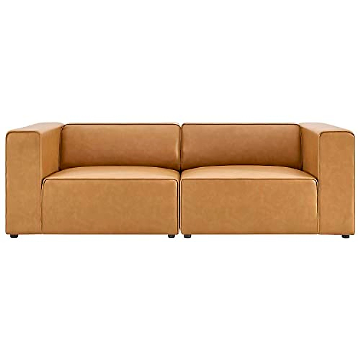 Modway Mingle Vegan Leather 2-Piece Sectional Loveseat in Tan