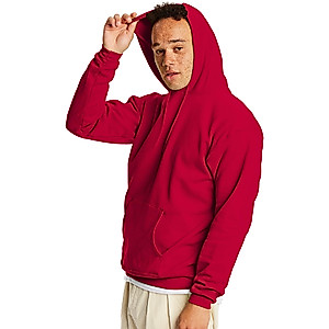 Hanes Men's Pullover EcoSmart Hooded Sweatshirt, Deep Red, XX-Large