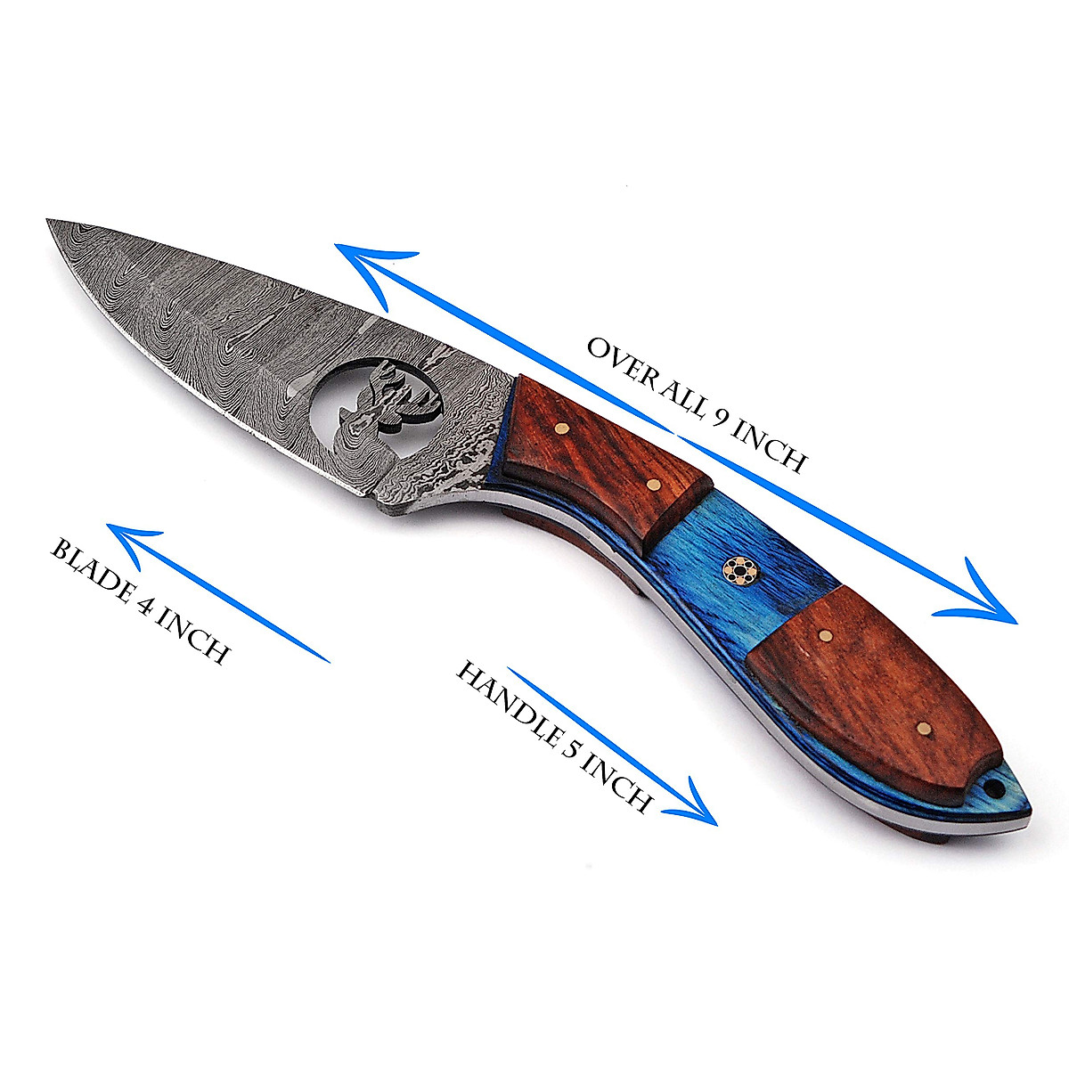 TMBrands Damascus Hunting Knife - Handmade Knife, Hand forged Fixed Blade Knife, Camping Knife & gift Knives - Hunting Knives & Bowie Knives with Rose Wood Handle & Knife Sheath