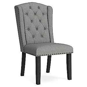 Signature Design by Ashley Jeanette Modern Tufted Dining Upholstered Side Chair, Set of 2, Gray