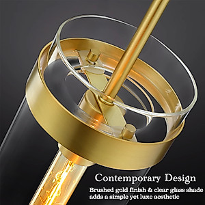 Aberaun Home Modern Gold Pendant Lights Glass Kitchen Island Lighting Rod-Hung Light Fixtures Ceiling Hanging Chandelier Over Kitchen Sink Dining Table Bathroom Tub