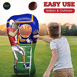 Island Genius Inflatable Football Toss Party Game, 60-Inch Football Player Football Target Practice for Kids, Football Games for Kids Party, Football Toys Football Games for Boys 8-12 Girls & Family
