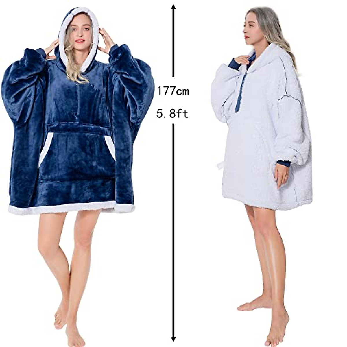 liquaurum Blanket Hoodie Oversized Wearable Blanket Sweatshirt with Giant Pockets for Men Women Soft Warm Cozy for Adults