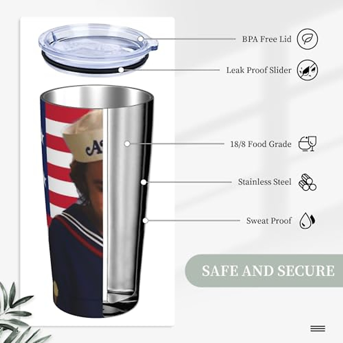 OAEWRE Joe Actors Keery Stainless Steel Mug Insulated Tumbler Coffee Mugs with Lids and Straw Double Wall Vacuum Cup 20oz
