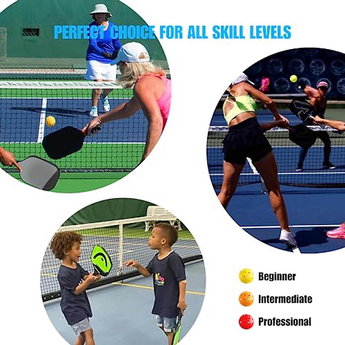 USAPA Approved Outdoor Pickleball Balls - 16 Pcs High-Bounce Balls with 40 Holes for Superior Durability | Tournament-Quality Set in 4 Bright Colors with Convenient Mesh Bag