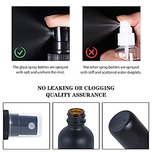 YONKAN 2oz Glass Spray Bottle, Fine Mist Boston Glass Bottles with Black Fine Mist Sprayer Small Clear Bottles for Essential Oils, Bath, Beauty, Hair & Cleaning, Black, Pack of 12
