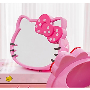 VNSPORT Desk Mirror, Kitty Cat Shape-Kawaii &Vanity Makeup Mirror for You in Bathroom or Bedroom- Pink, Birthday Gift for Hello, Kitty Fans