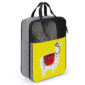 Frcavbin Haughty Alpaca Yellow Travel Shoe Bag Shoes Carrier with Handle and Zipper Foldable Shoe Puches Organizer for Home storage School starts