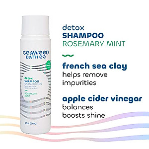 Seaweed Bath Co. Detox Shampoo, Rosemary Mint Scent, 12 Ounce, Sustainably Harvested Seaweed, French Sea Clay, Apple Cider Vinegar, For All Hair Types