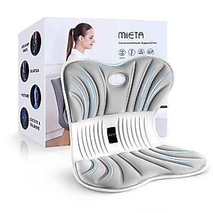 MIETA Ergonomic Large Size Back Support Chair, Back Posture Corrector and Lumbar Support for Back Pain Relief, Integrated molding, Ideal for Office Chairs and Home Work（Grey）