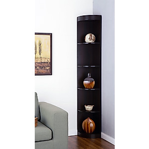 Furniture of America Tango Transitional 5-Shelf Corner Display Stand, Cappuccino