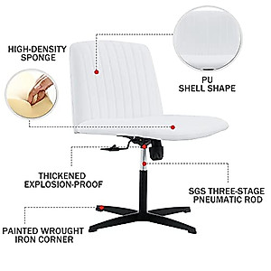 XYZTech Mid Back Executive Home Office Chair Stylish PU Leather Chair Swivel Makeup Desk Chairs Height Adjustable Modern Armless Computer Task Study Chair (Style 3)