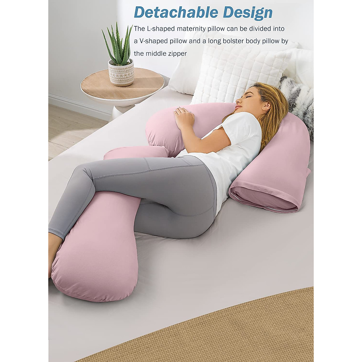 INSEN Pregnancy Pillow for Sleeping,Maternity Body Pillow for Pregnancy Women,Pregnancy Support Pillow for Back, Hip Pain,Grey