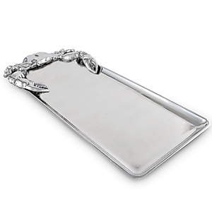 Arthur Court Designs Aluminum Crab Oblong Tray Food Serving Tray Coastal Ocean Theme Metal Artisan Quality Hand Polished Tarnish-Free 18 inch x 7 inch