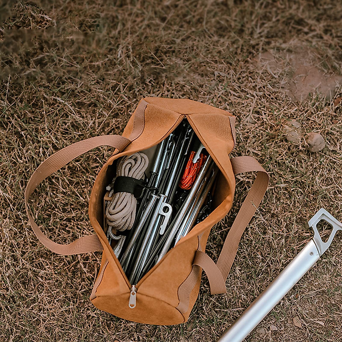 loensy Tent Stakes Storage Bag Multifunctional Large Capacity Bags Case for Camping