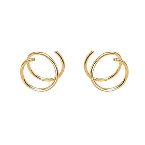 14K Gold Filled Double Hoop Twist Earrings for Single Piercing. Tiny Spiral Huggie Hoop Illusion Earrings for Women. Double Hoop Nose or Helix Ring.