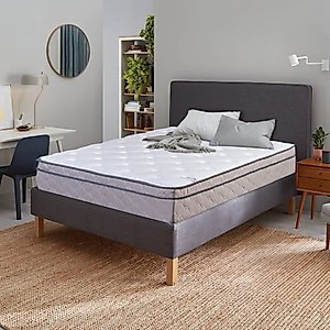 Treaton,12-Inch UltraPlush EuroTop Single Sided Hybrid Mattress,Compatible with Adjustable Bed, King, Mink