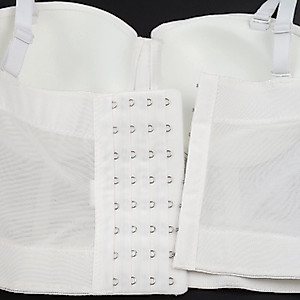 ELLACCI Women's Diamond Chain Mesh Bustier Crop Top Push Up Corset Top Bralet White Medium