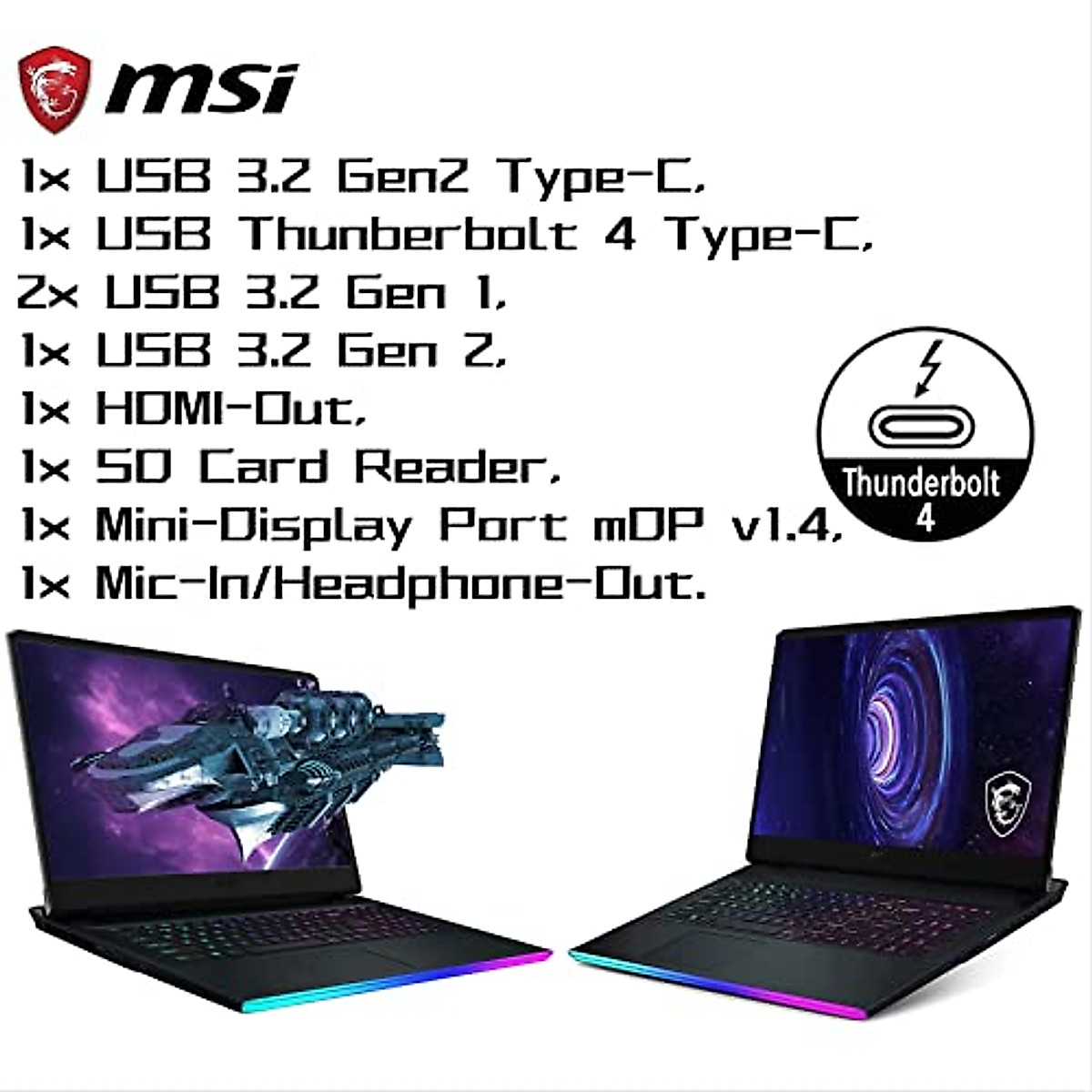 MSI GE76 17.3" 144Hz IPS FHD, 14-Core 12th Intel i7-12700H(>i9-11980HK & Ryzen 9 6980HX), MUX NVIDIA GeForce RTX 3060 - TGP 140W, Backlit KB, Thunderbolt 4, Wi-Fi 6, W/HDMI (64GB RAM/4TB PCIe SSD)