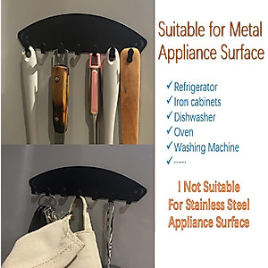 Naranqa Magnetic Hook Rack, Magnetic Key Holder for Wall 7 Hooks, Wall Mount Keychain Hanger for Refrigerator, Metal Cabinet, Grills, Dishwasher (Black)