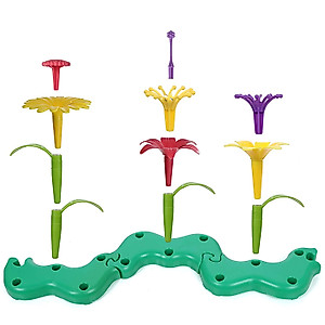 Play 2 Grow Flower Garden Building Blocks Pretend Gardening Floral Bouquet 100 Piece Educational Creativity Playset Toy for Toddlers, Kids, and Girls