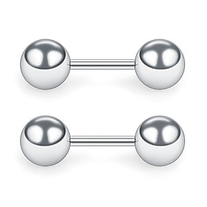 SCERRING 4 Pairs 20G 1/4" Stainless Steel Polished Ball Barbell helix Cartilage Tragus Ear Lobe Stud Earring for Men Women 3-6mm - Silver