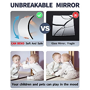 cyhqo Unbreakable Full Length Wall Mirror Cheap,Over The Door Mirror,48"x12" (4Pcs 12"x12"),Made of Shatterproof Plexiglass Acrylic,Long Mirrors for Bedroom Closet,Workout for Home Gym Body