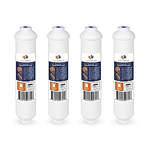 Inline Water Filter 4-PACK 1/4" Quick-Connect Filter Replacement Cartridge - Post/Carbon Polishing Water Filter for Reverse Osmosis Water Filter System Standard Size - Refrigerator & Ice Maker Filter