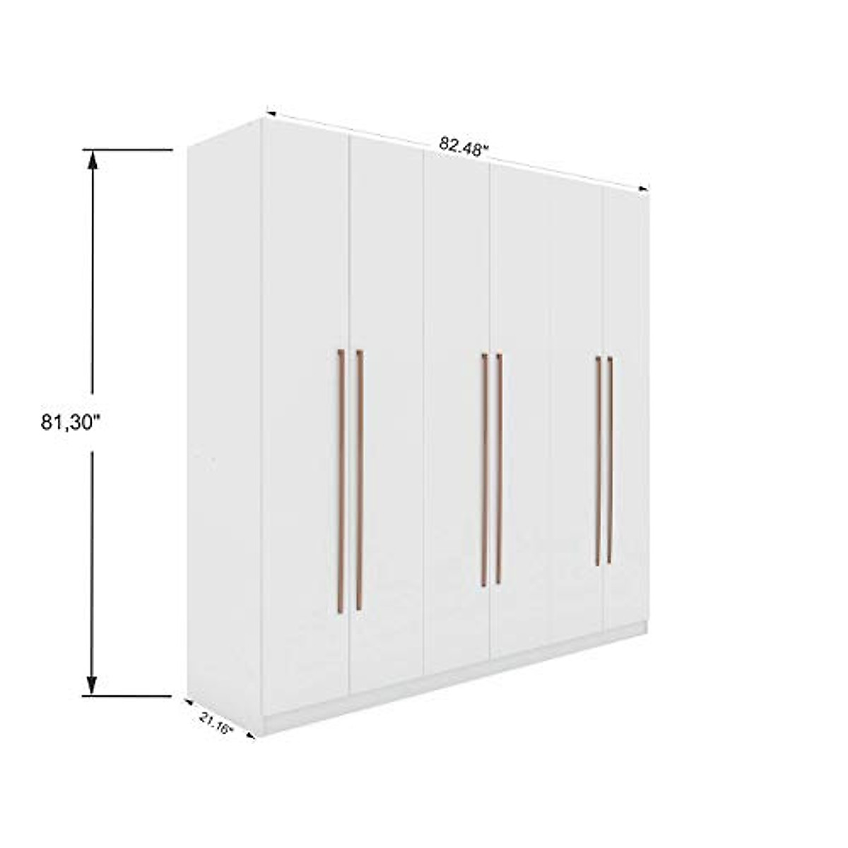 Manhattan Comfort Gramercy Contemporary Modern Freestanding Wardrobe Armoire Closet, 82.48", White
