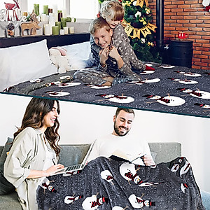 PAVILIA Christmas Snowman Throw Blanket | Grey Christmas Fleece Blanket | Soft, Plush, Warm Winter Cabin Throw, 50x60 (Grey Snowman)