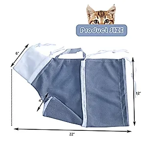 Cat Bathing Bag, Adjustable Breathable Anti-bite & Anti-Scratch Cat Shower Mesh Grooming Bag for Pet Dogs & Cats, Grey, (G123)