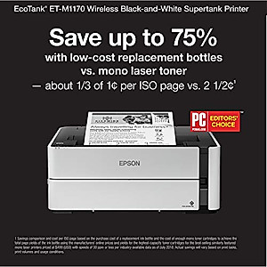 Epson EcoTank ET-M1170 Wireless Monochrome Supertank Printer with Ethernet PLUS 2 Years of Unlimited Ink*