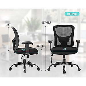 Big and Tall Office Chair 400lbs Wide Seat Mesh Desk Chair Massage Rolling Swivel Ergonomic Computer Chair with Lumbar Support Adjustable Arms Task Chair for Heavy People