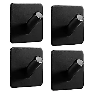 ShineMe Wall Hooks Heavy Duty, Self Adhesive Hooks Stick on Towel Hooks for Bathroom and Kitchen - Waterproof Stainless Steel Hooks for Hanging Coats, Keys, Hats, Robes (4 Pack)