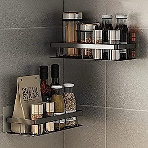 2Pack Adhesive Shower Caddy Bathroom Shower Organizer with 4 Hooks, Space Aluminum Shower Shelves - Rustproof Waterproof and Easy Mount