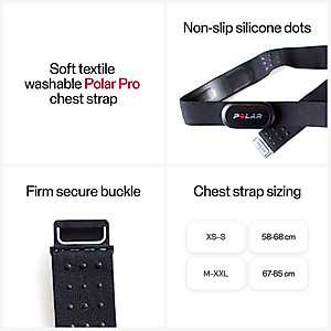 Polar H10 Heart Rate Monitor Chest Strap - ANT + Bluetooth, Waterproof HR Sensor for Men and Women (NEW),Black