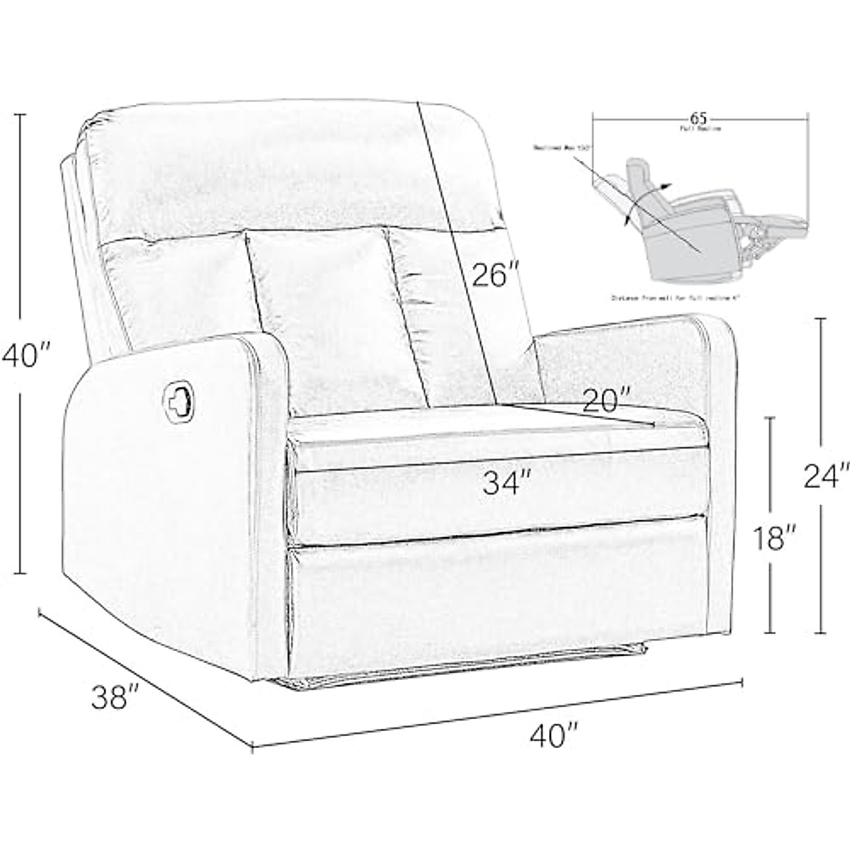 ANJ Oversized Recliners 34'' Extra Wide Recliner Chair Big Man Recliner Large Faux Leather 2-Seater Recliners Roomy Manual Reclining Chairs for Living Room, Perfect for Pups to Sit Together, Brown