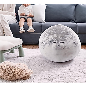 Ryttir 24 Inch Fuzzy Large Seal Stuffed Animal, Soft Stuffed Seal Toy Cuddly Bedroom Seal Plush, Funny Seal Gifts for Girls Boys