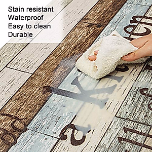 FRESHMINT Farmhouse Kitchen Mats Cushioned Anti-Fatigue Comfort Mat for Home & Office Ergonomically Engineered Memory Foam Kitchen Rug Waterproof Non-Skid, 47" by 17",Happiness