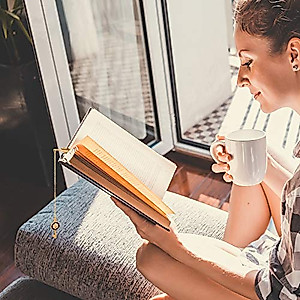 8 Pieces Metal Feather Pendant Bookmarks 3D Gold Vintage Bookmark Shell Tower Strawberry Snowflake Pendant Bookmarks Presents for Teens Adults Friends Readers Students