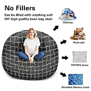 Giant 6 ft Bean Bag Chair Cover (No Filler, Cover only) Big Soft Washable Dutch Velvet Adult Beanbag Chair Outside Cover (Geometric)