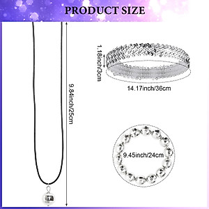 Heliltd 6pcs 1970s Disco Ball Accessories Women Set for Women 70s Disco Ball Necklace Earrings 70s Disco Ball Bracelet Sunglasses Silver