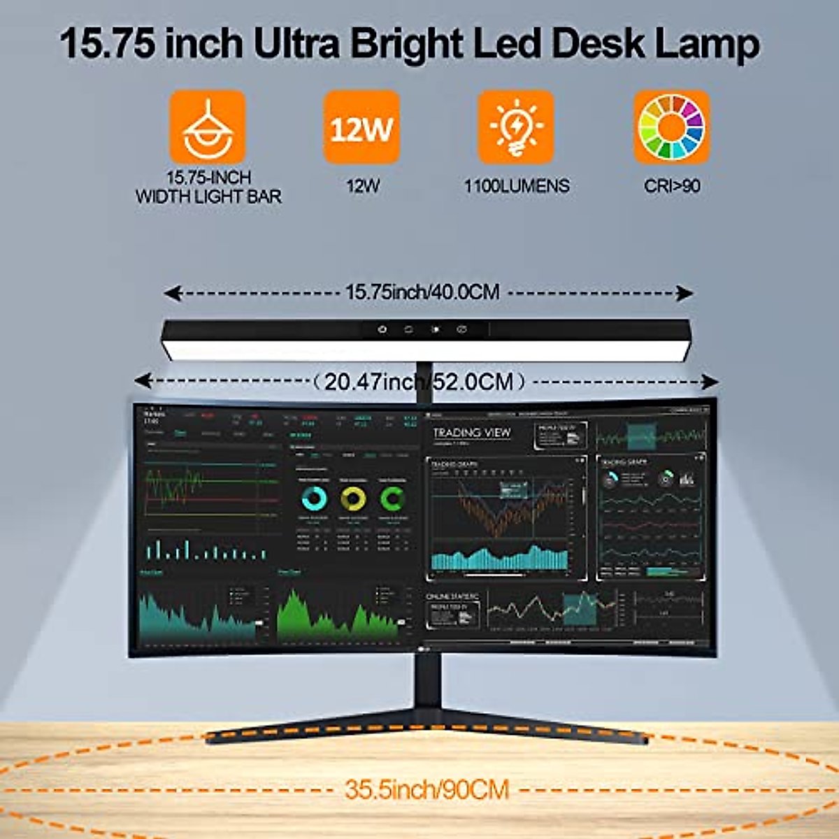 LED Desk Lamp, Eye-Caring Architect Desk Clamp Lamps, 12W Eye Caring Led Workbench Office Lighting-3 Modes 6 Brightness and Stepless Dimming Desk Lamp for Monitor Studio Reading