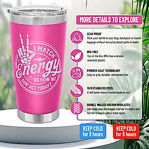 Funny 20oz Travel Coffee Mug -Insulated Stainless Steel Tumbler with Slider Lid, BPA-Free, Dishwasher Safe, Fits Car Cup Holders-Witty Sarcastic Engraved Gift for Women, Men, Coworker Gifts-Hot Pink