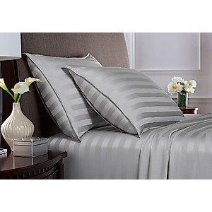 King Sheets by Pure Bamboo, Genuine 100% Organic Viscose Derived from Bamboo Bed Sheet Set, Luxuriously Soft & Cooling, Double Stitching, Lifetime Quality Promise (King, Jacquard Silver)