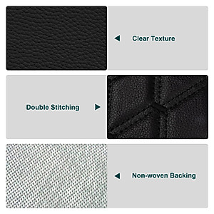 1 Yard Vinyl Faux Leather Quilted Fabric with 0.27" Foam Backed,63"Wide Leather Material for DIY Upholstery,1.9"×2.7"Diamonds Pattern,Black(Black Thread)