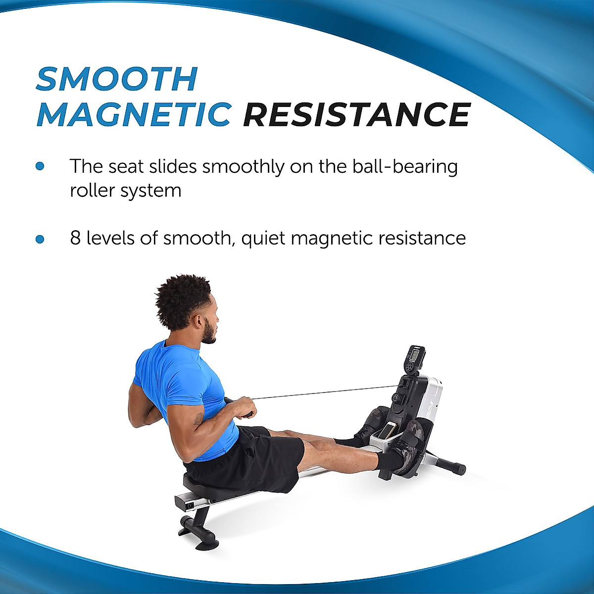 Stamina Magnetic Rower 1110 - Rower Machine with Smart Workout App - Rowing Machine with Magnetic Resistance for Home Gym Fitness - Up to 250 lbs Weight Capacity - Silver